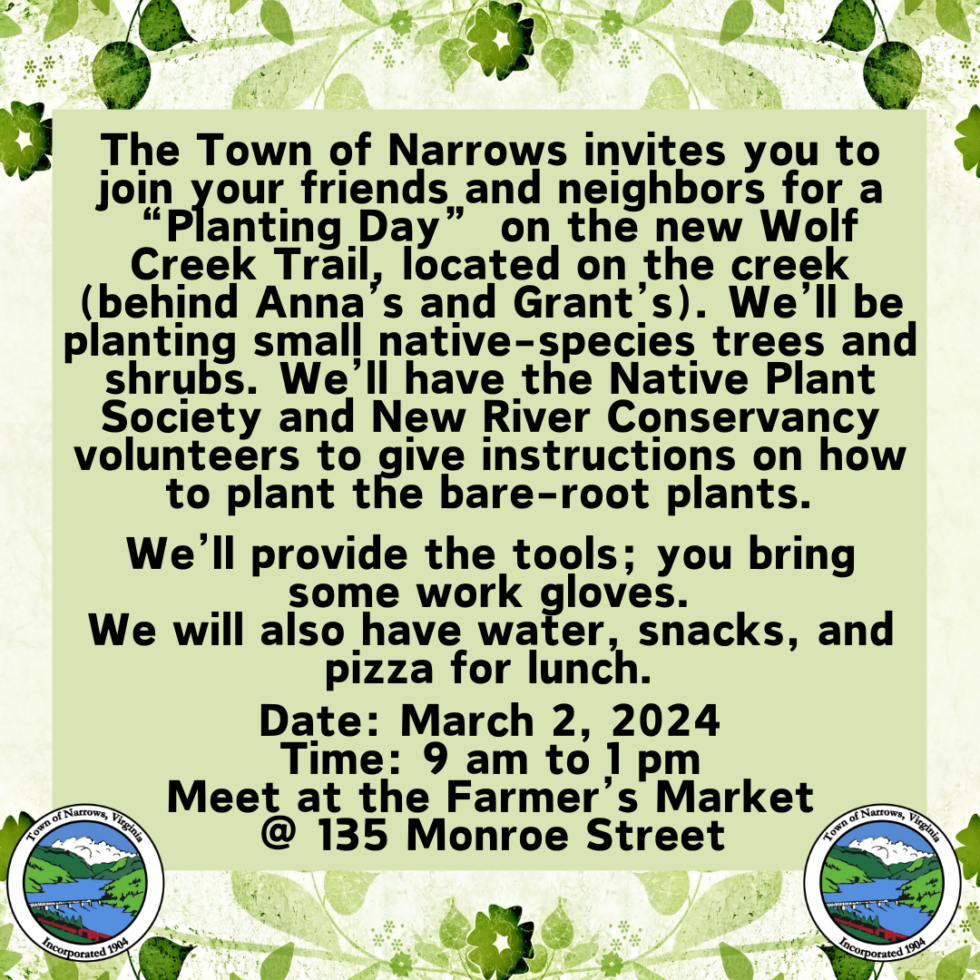 WE INVITE YOU TO OUR PLANTING DAY! | Town of Narrows